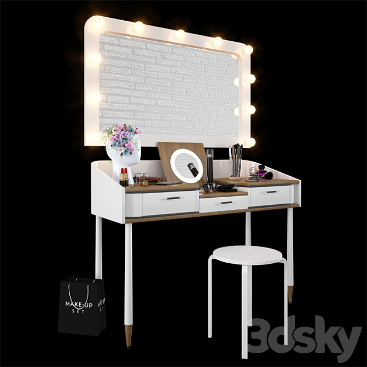 Make up table set - Dressing table - 3D model