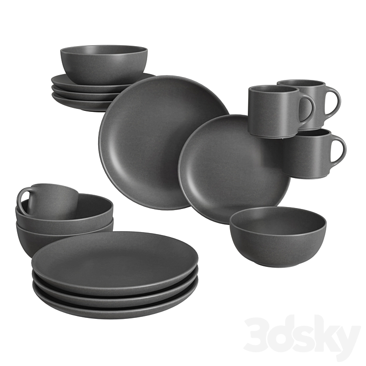 Mason 16-Piece Dinnerware Set - Tableware - 3D model