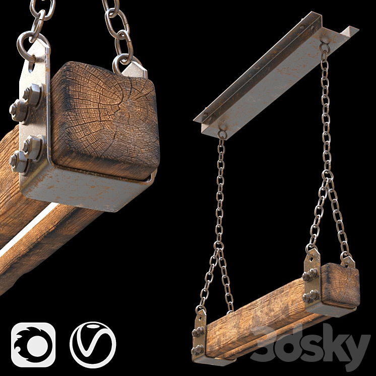 wooden luster - Pendant light - 3D model