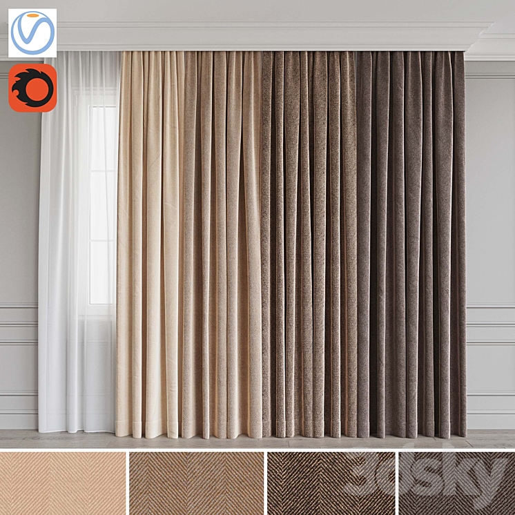 Set of portieres 48 - Curtain - 3D model