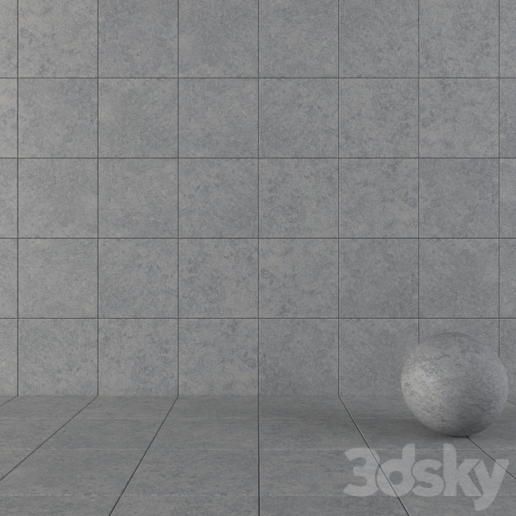 Concrete Wall Tiles Wind Gray Set 2 - Tile - 3D model