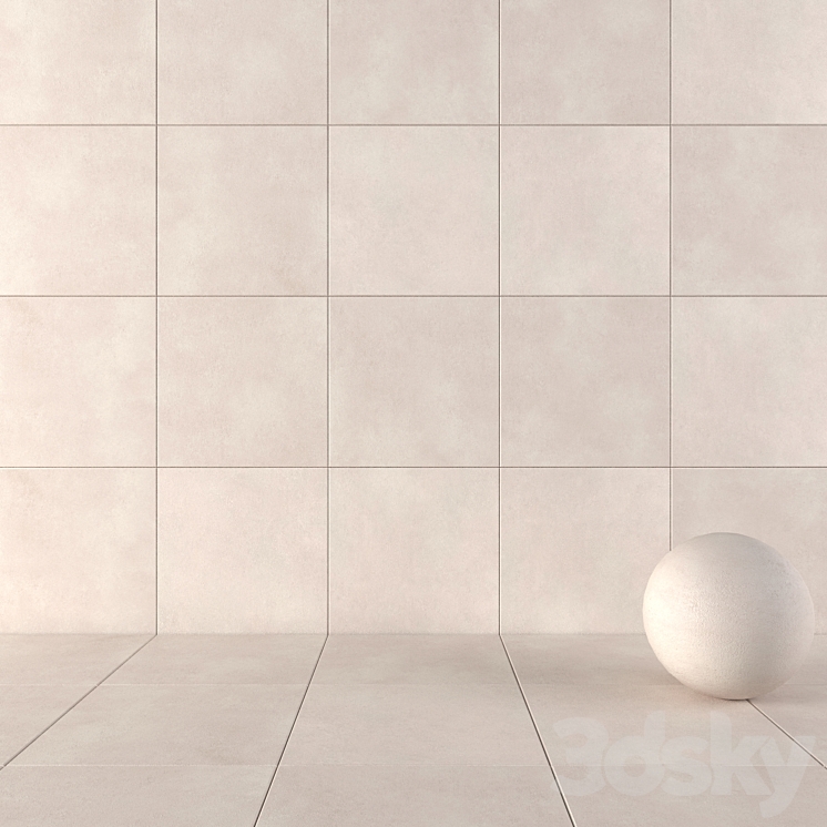 Concrete Wall Tiles Core Beige - Tile - 3D model