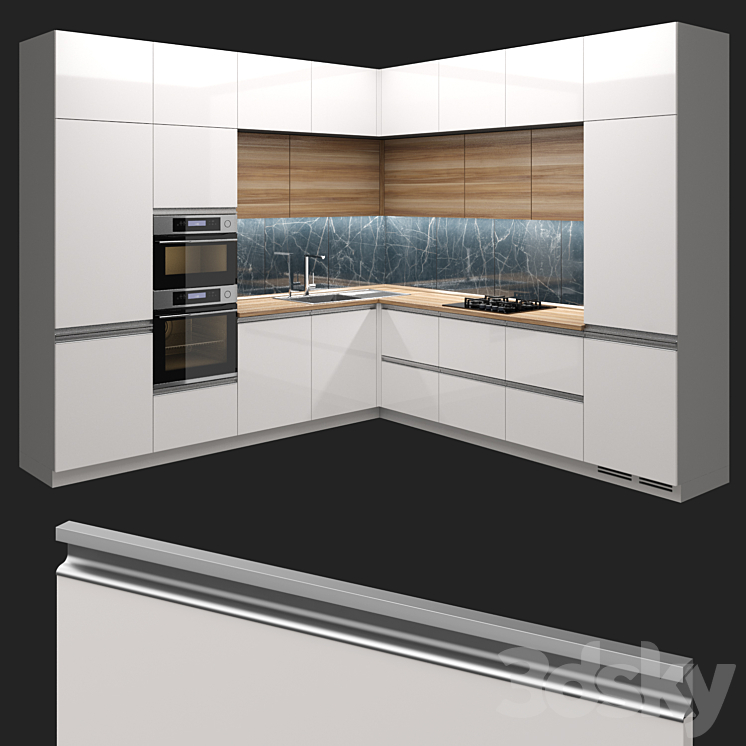 Corner kitchen - Kitchen - 3D model