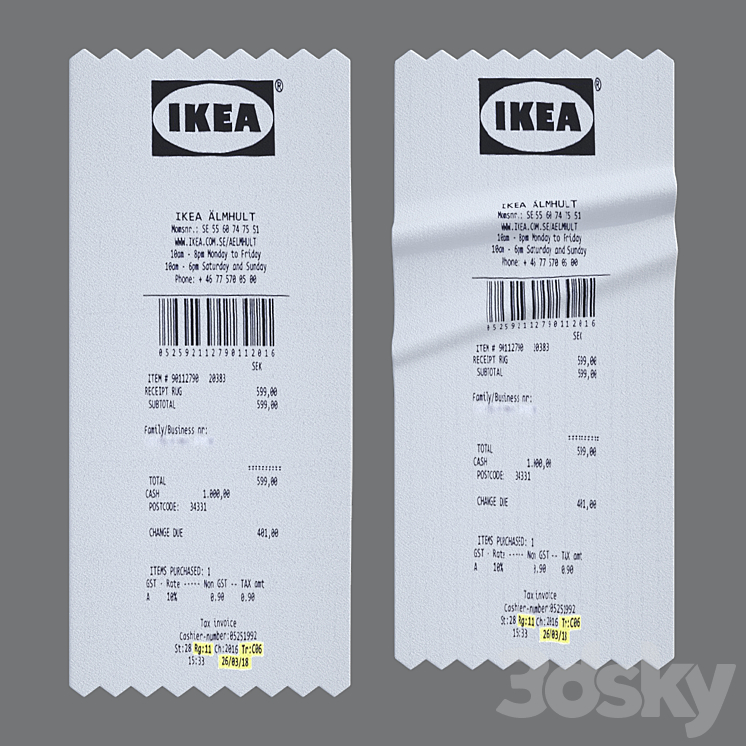 Carpet "CHECK" Ikea X Off White Receipt Rug - Carpets - 3D model
