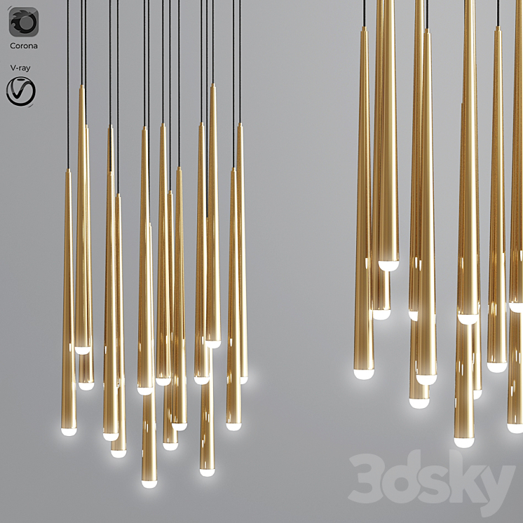 Cascade Frosted Glass Led Multi Light Pendant - Pendant light - 3D model