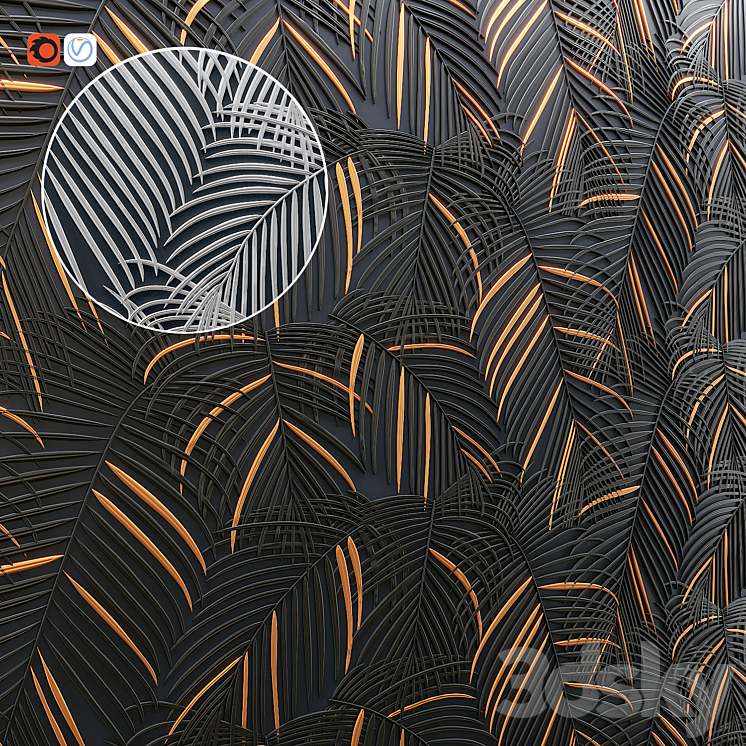 Palm Panel Decor - Decorative plaster - 3D model