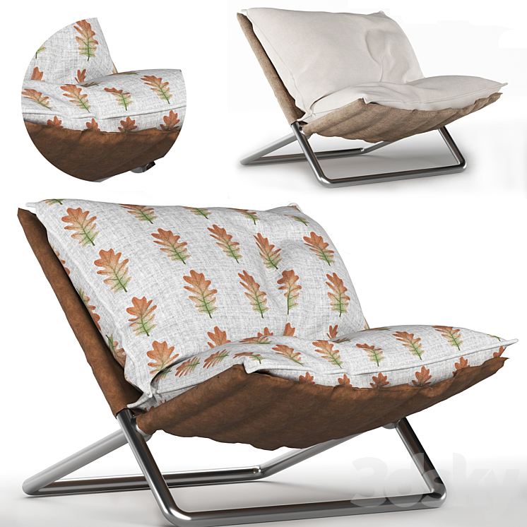 Folding chair with autumn pillow - Arm chair - 3D model