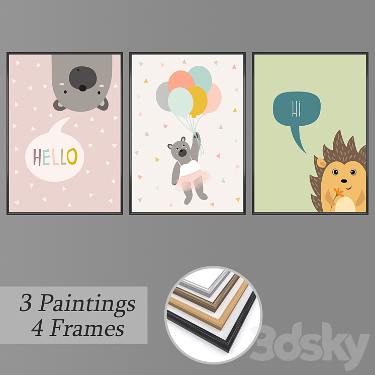 Set of wall paintings No 2199 - Frame - 3D model