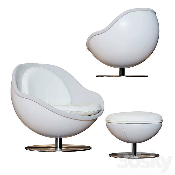 Art White Ball Lounge Chair (by Lento) - Arm chair - 3D model