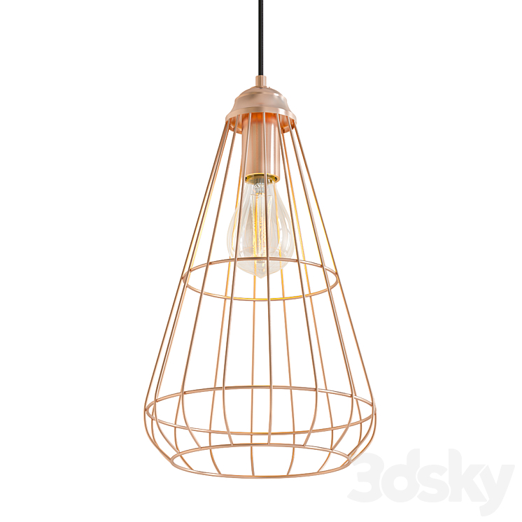 Gold Geometric Cage Pendant - Pendant light - 3D model
