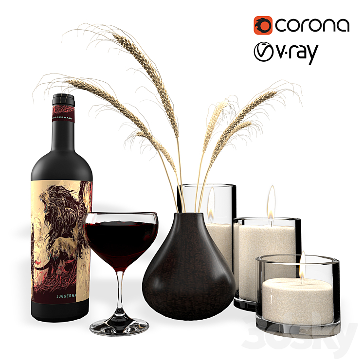 Decorative Set Vol 1 wheat and wine - Decorative set - 3D model
