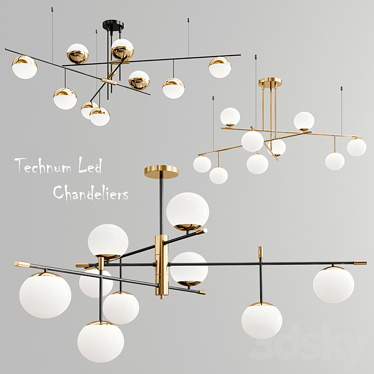 Technum Led Chandelier - 3 type - Pendant light - 3D model