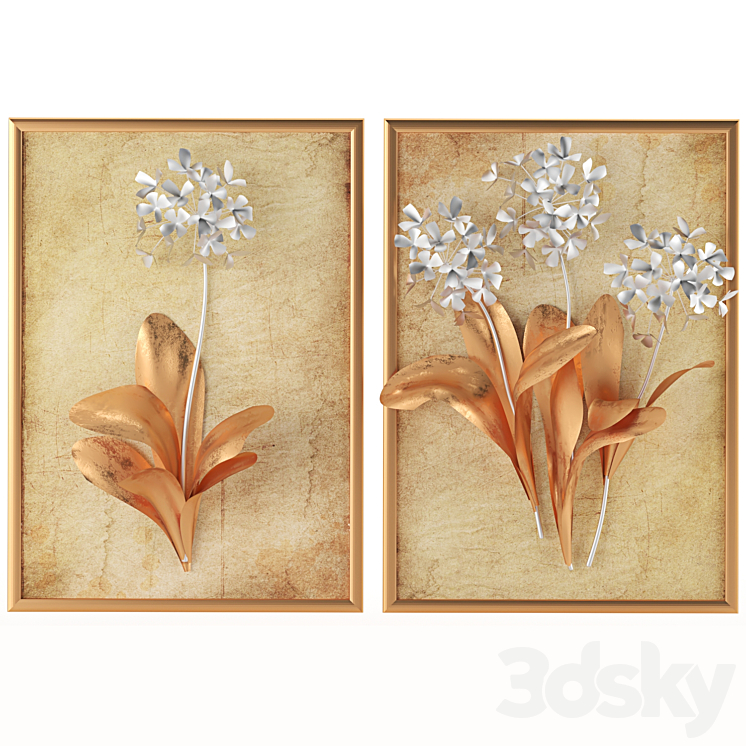 golden flower frame - Frame - 3D model