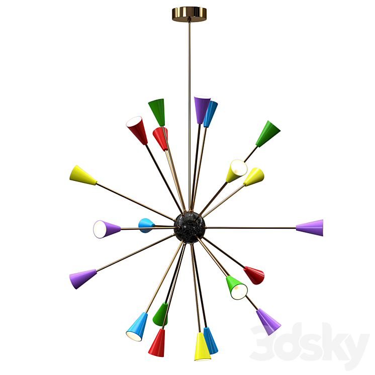 Huge Pair of Multi Color Italian Sputnik - Pendant light - 3D model