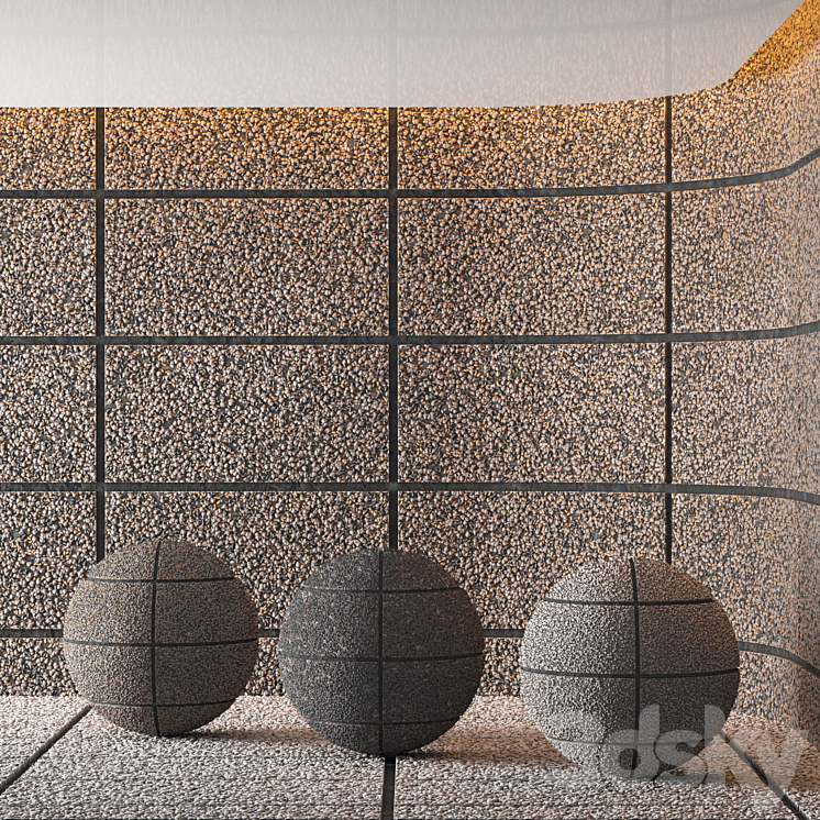 Hemase Mat 03 | Exposed Aggregate Concrete | 3 Colors - Tile - 3D model