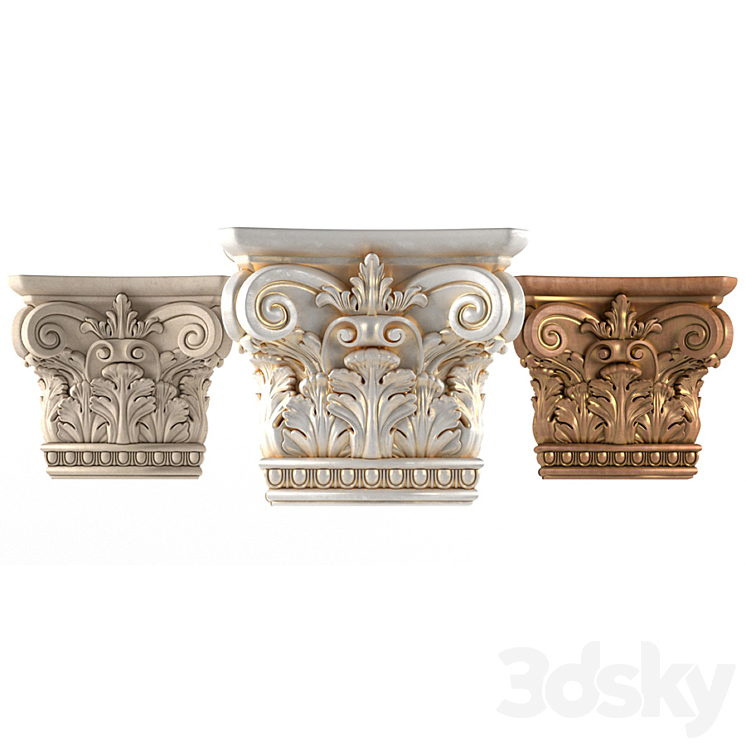 Small capital. Column capital - Decorative plaster - 3D model