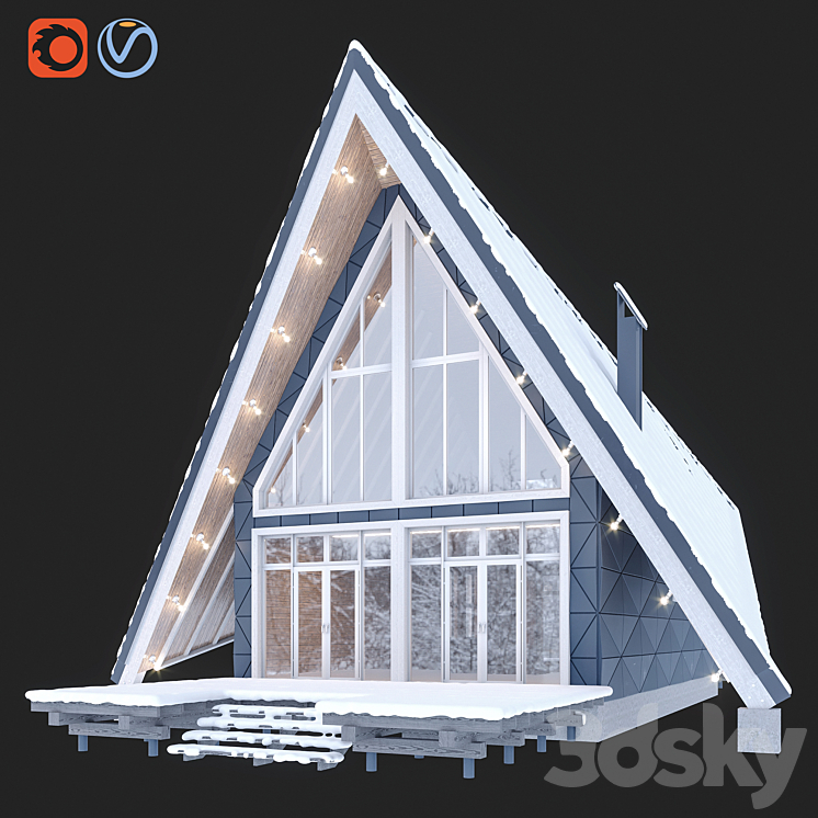 Winter house in the forest - Building - 3D model