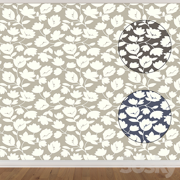 Wallpaper Set 1651 (3 colors) - Wall covering - 3D model