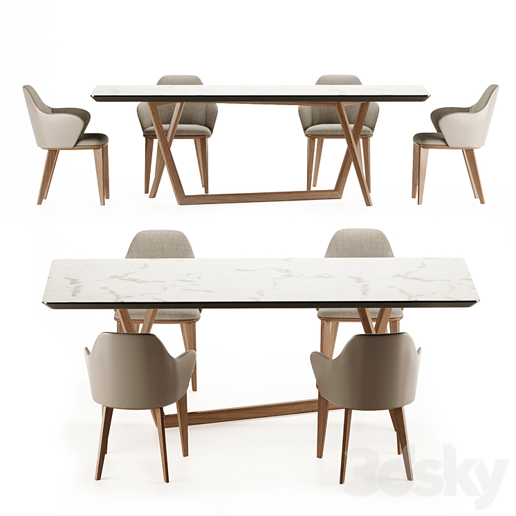 Modrest James - Contemporary Walnut & White Dining Table - Table ...