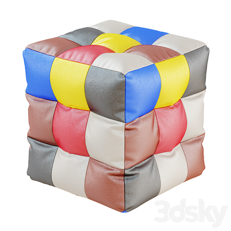 Eco-leather pouf colored - Other soft seating - 3D model