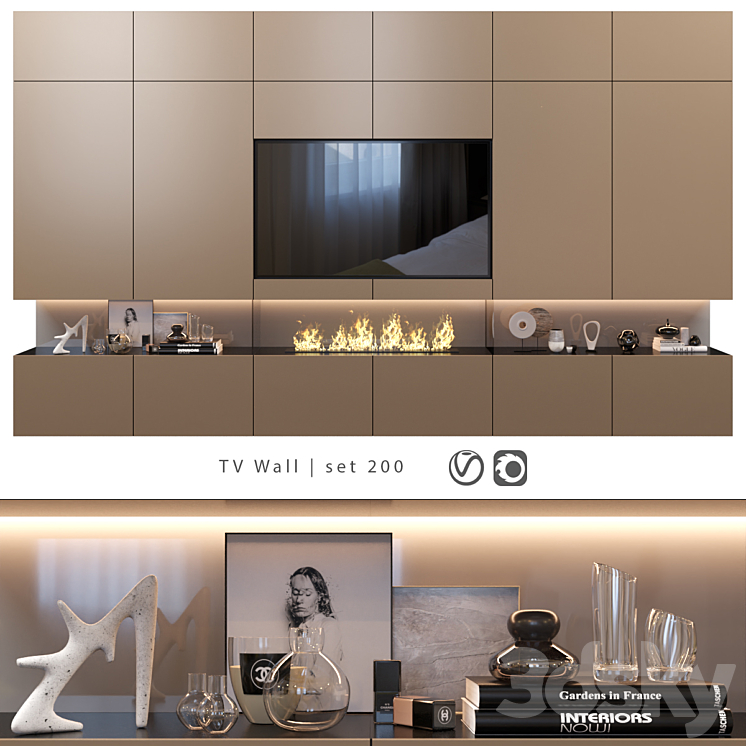 TV Wall | set 200 - TV Wall - 3D model