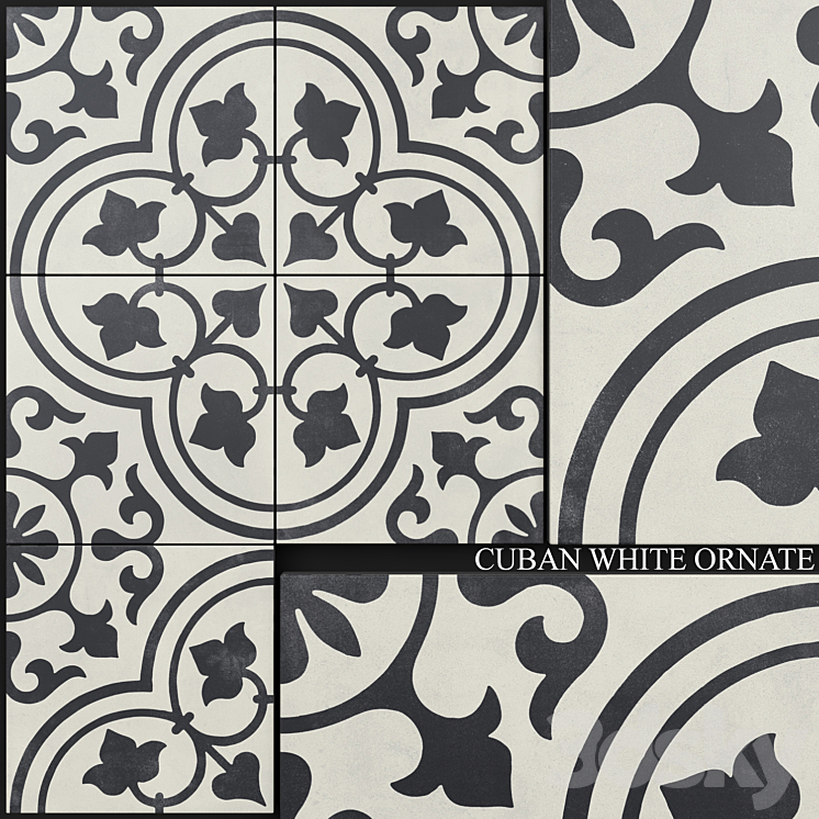 Peronda Cuban White Ornate - Tile - 3D model