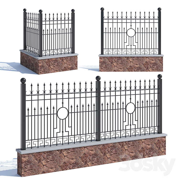Wrought iron fence - Fence - 3D model