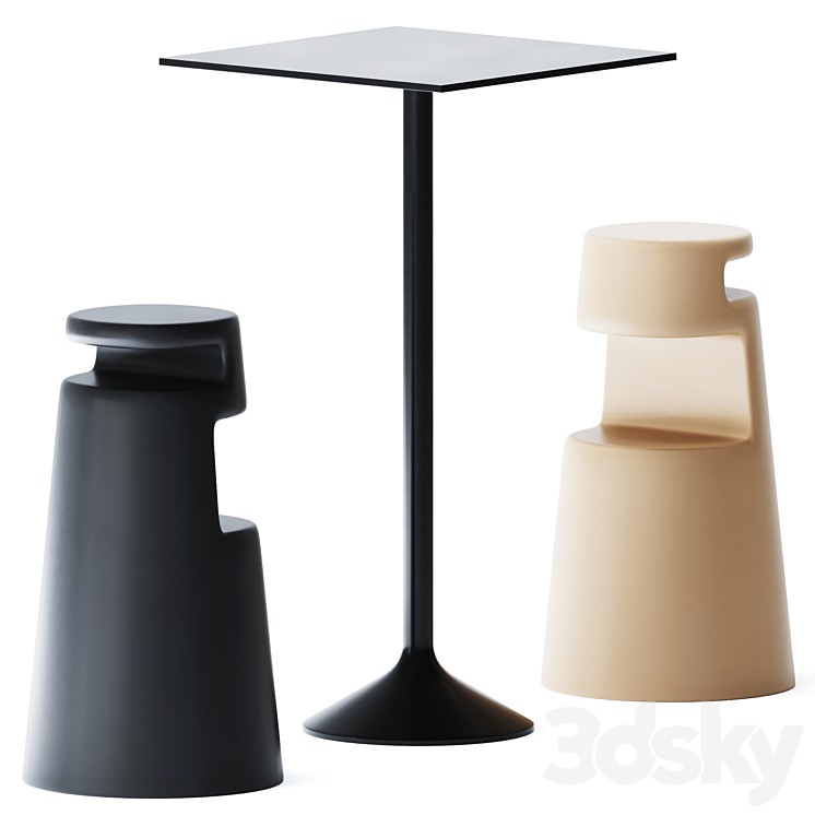 High Table Stato a / q-600 by Colors - Table + Chair - 3D model