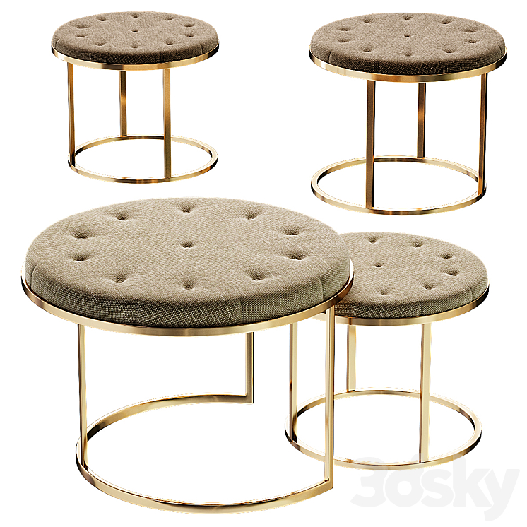 Edward Round Coffee Table, High Polish Steel - Table - 3D model