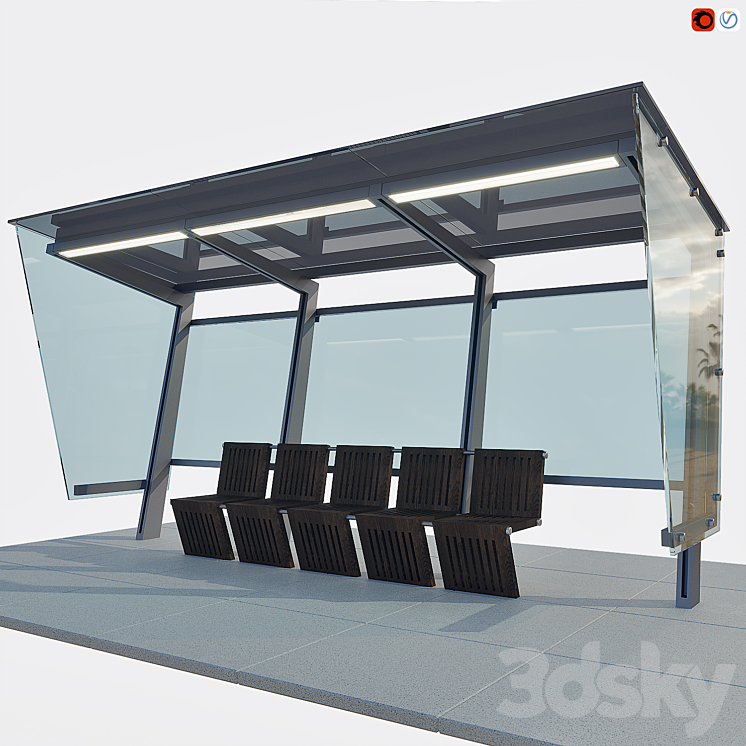 Bus Station 3 - Urban environment - 3D model