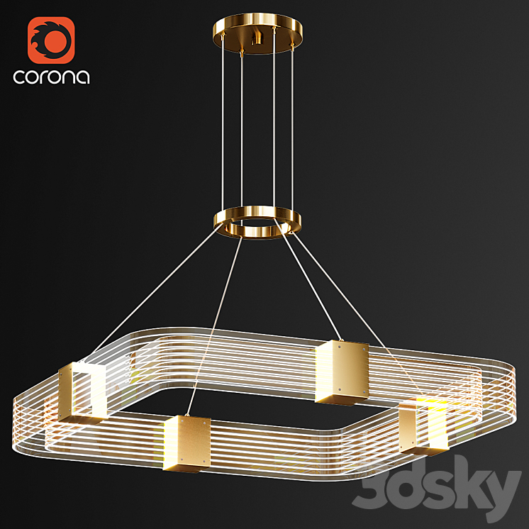 Parallel LED Chandelier - Pendant light - 3D model