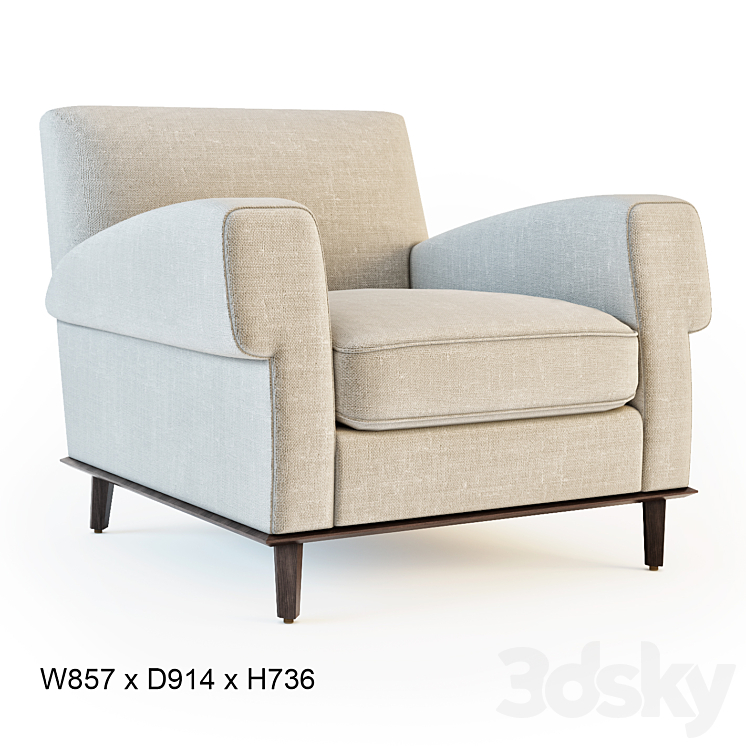 Bright Chair, Lane Lounge Chair - Arm chair - 3D model