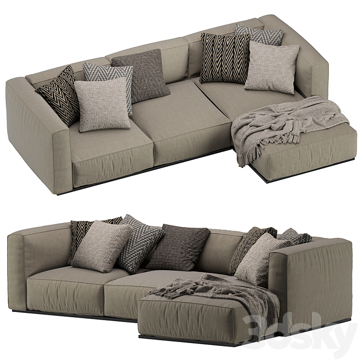 Poliform Sofa Shangai Lounge Chaise - Sofa - 3D model