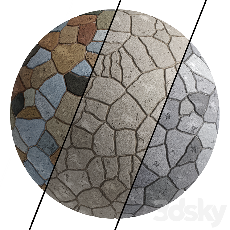 Ston Wall Material 5 - By 3 color, Pbr By Sbsar, 4k - Tile - 3D model