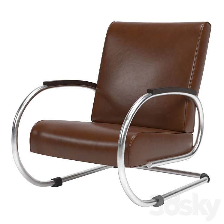 Streamline tubular Steel Chair - Arm chair - 3D model