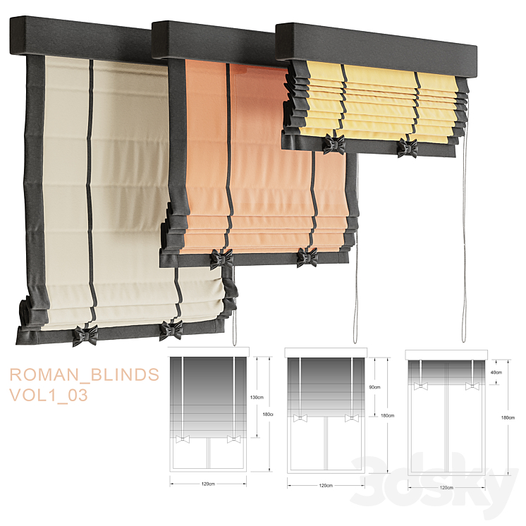Roman_blinds_vol1_03 - Curtain - 3D model