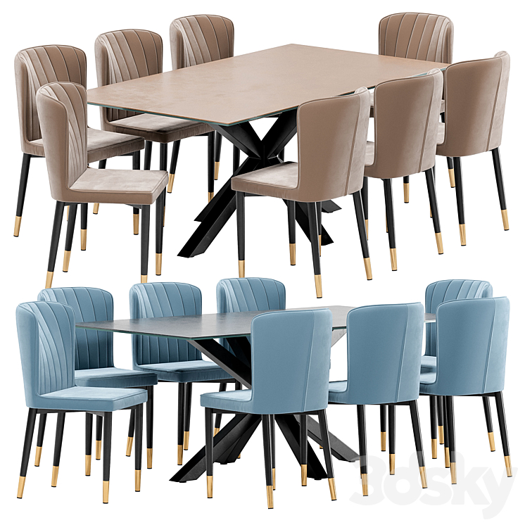 Dining chair LaLume-ST00265 and table Arya - Table + Chair - 3D model