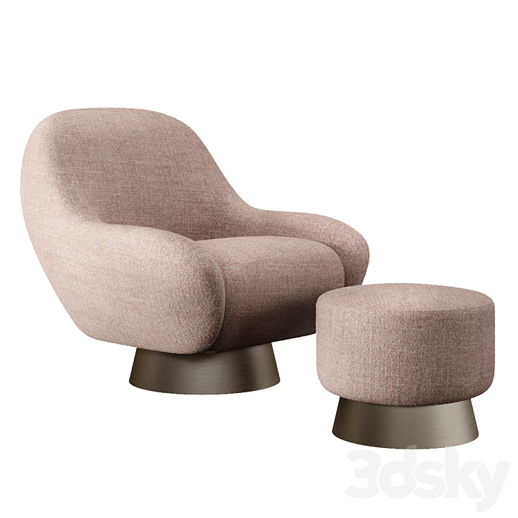 Rocco Swivel Chair and Ottoman - Arm chair - 3D model