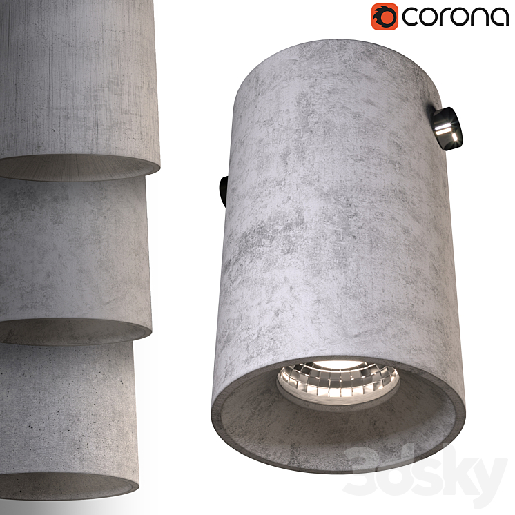 Concrete ceiling lamp By Bentu Design - Ceiling lamp - 3D model
