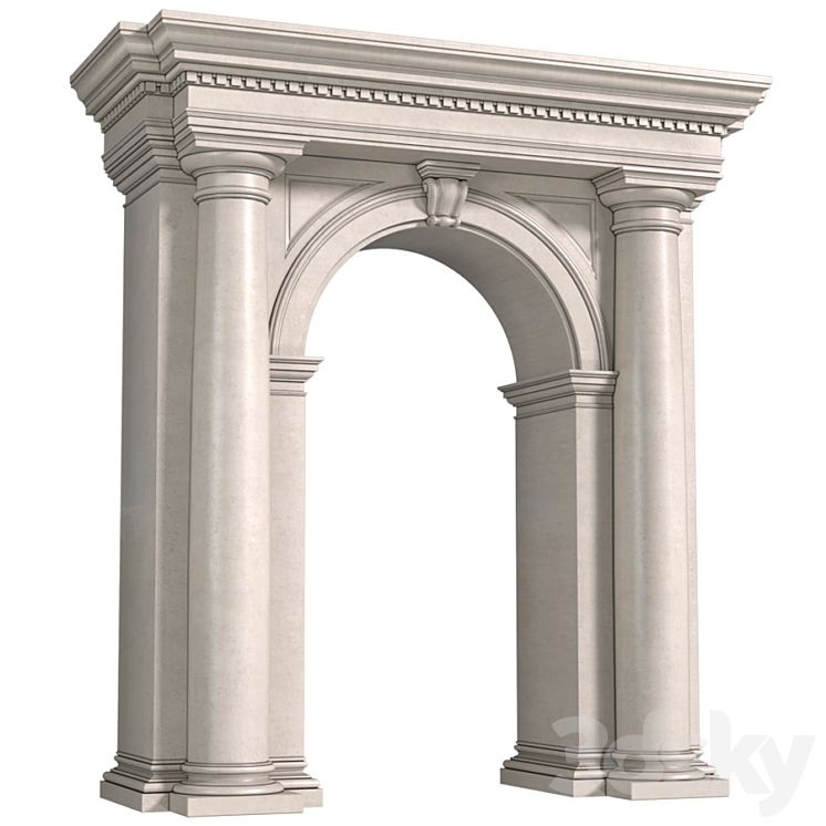 Classic facade arched opening with columns. Arched stone doorway ...