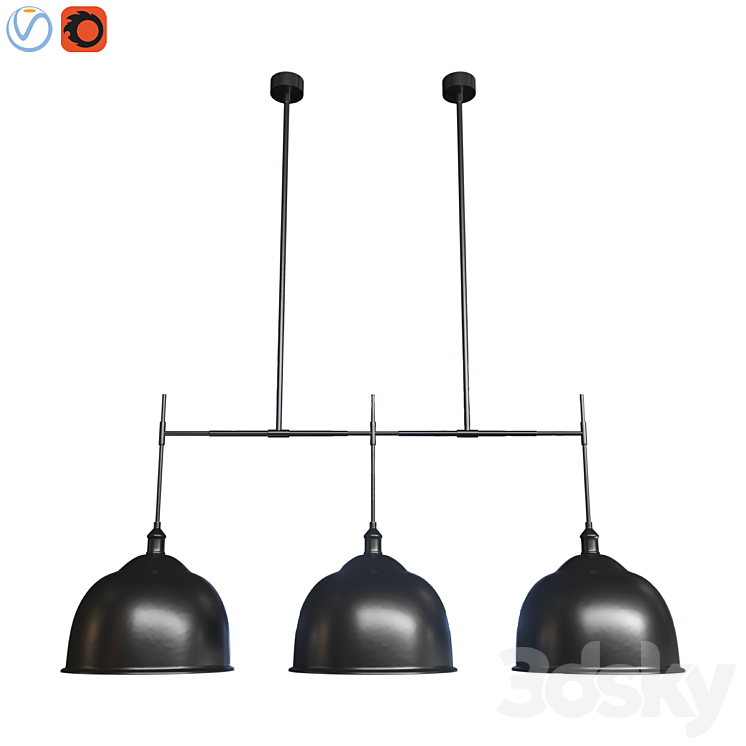 Metal Bell Linear Chandelier - Pendant light - 3D model