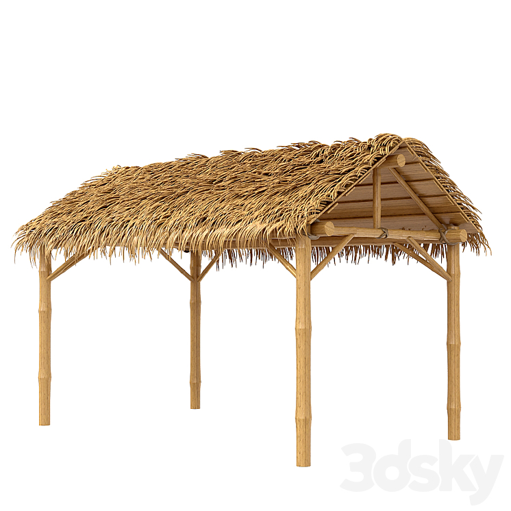 Bamboo shelter beach canopy 4-corner - Other - 3D model