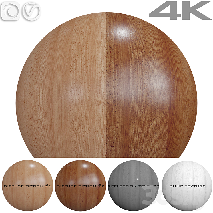 Seamless texture - Beech - Wood - 3D model