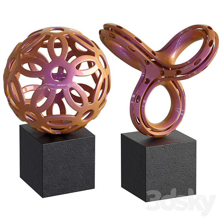 metal decor with chameleon material - Sculpture - 3D model