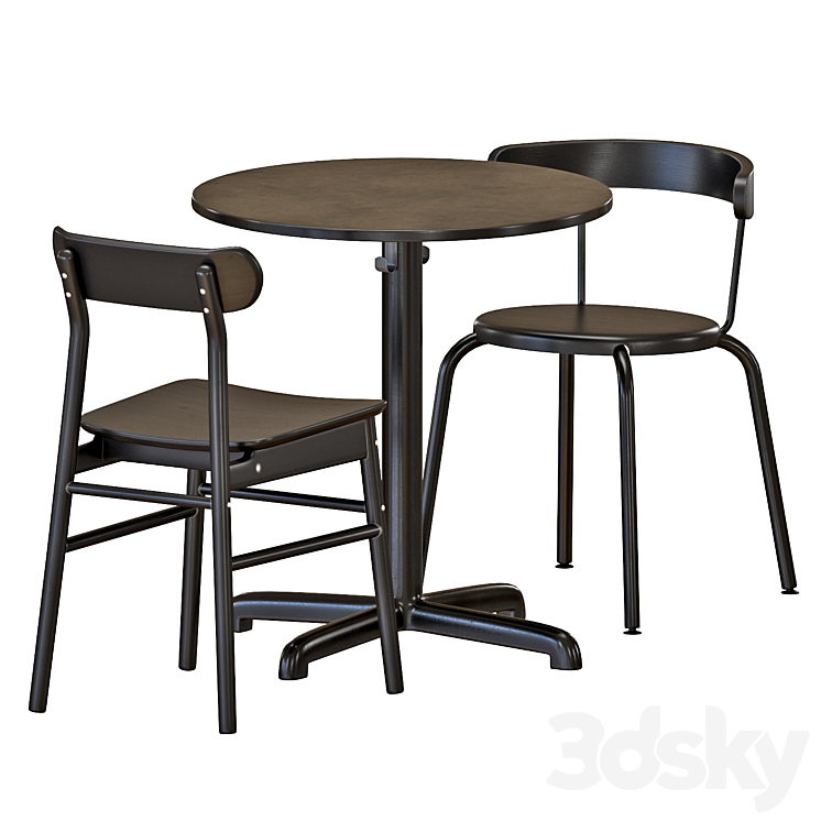 IKEA STENSELE Table and Chairs - Table + Chair - 3D model