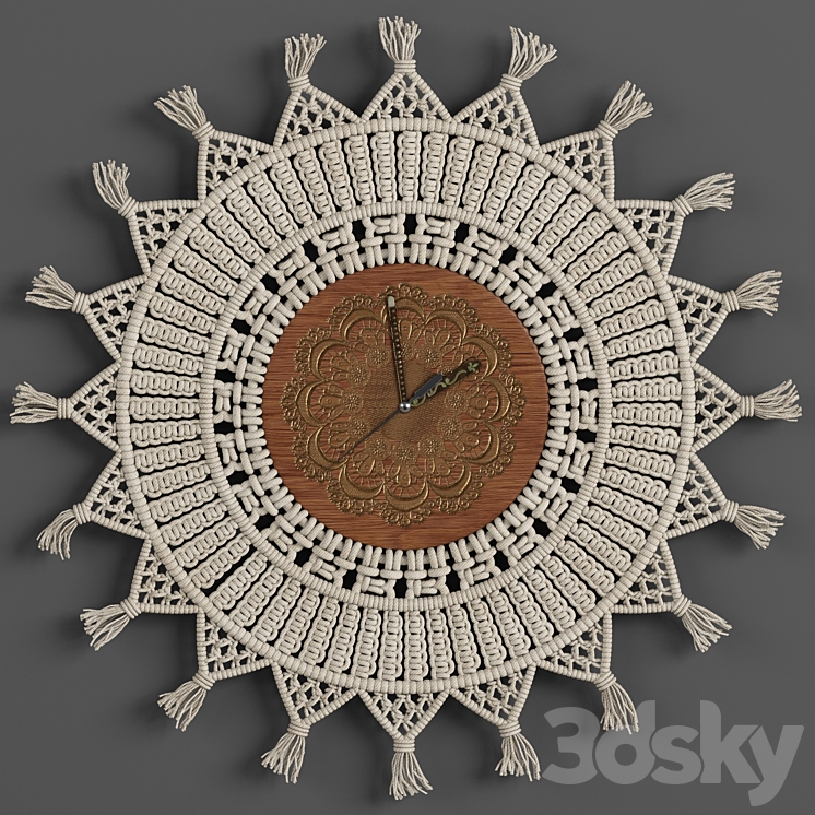 macrame clock-01 - Watches & Clocks - 3D model