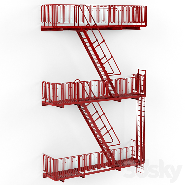 Fire escape - Staircase - 3D model
