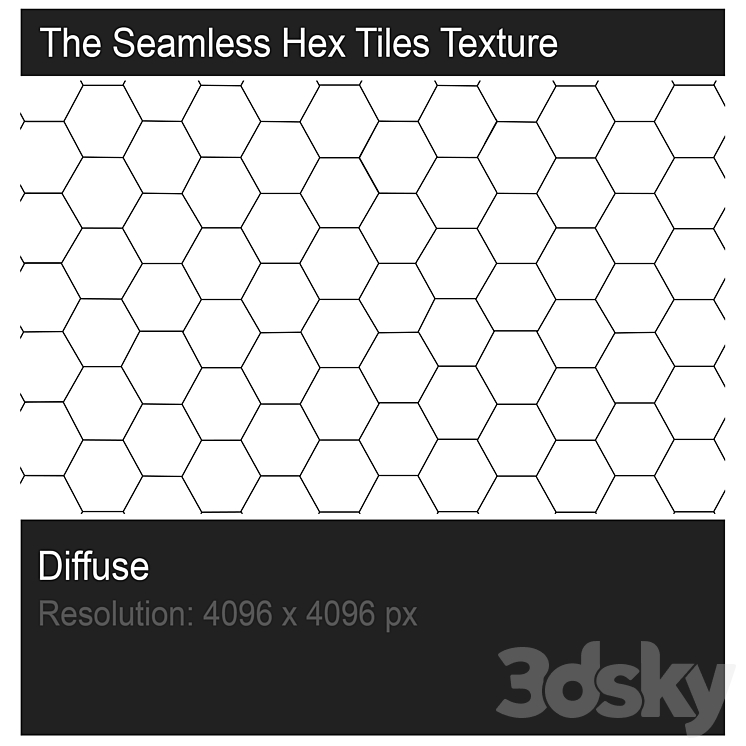 The seamless hex tiles texture - Tile - 3D model