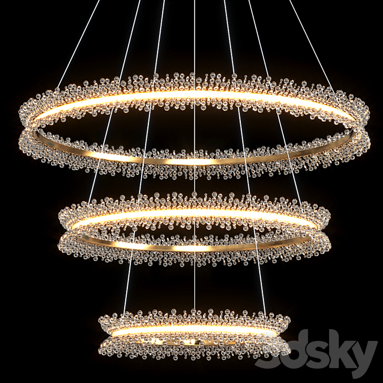 Triple & dou ring chandelier of Thera - Pendant light - 3D model
