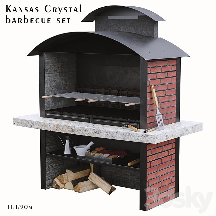 Kansas Crystal Barbecue Grill Set (1 Barbecue) - Barbecue and grill ...